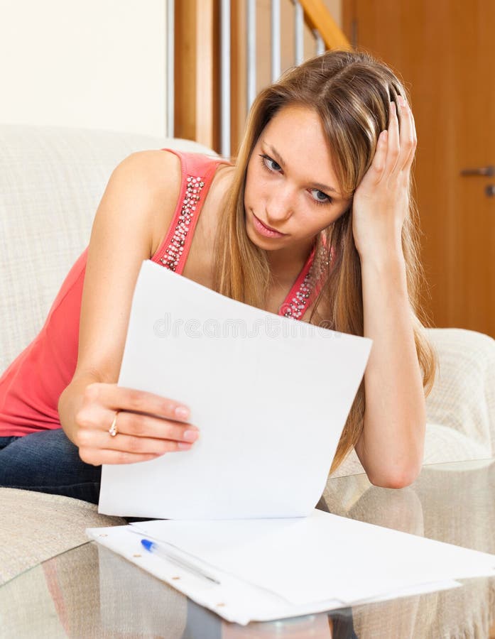 Girl Reading Notes and Preparing for the Exam Stock Photo - Image of ...