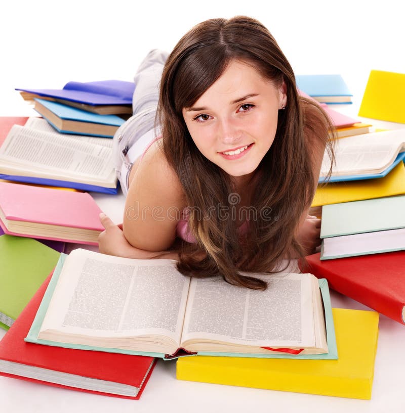 Reading Open Book Following Text With Finger Stock Photo - Image of ...