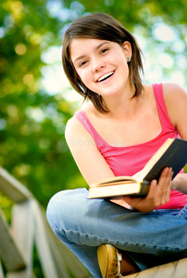 Girl reads book stock image. Image of nature, education - 9191781