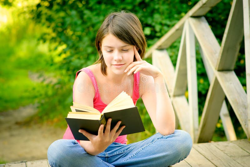 Girl reads book stock image. Image of person, education - 9191783