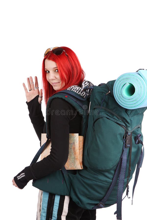 Girl ready for backpacking stock image. Image of cute - 39657107