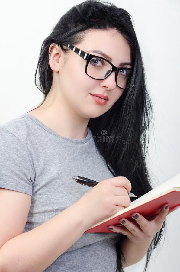 Girl with a Record Notebook Stock Image - Image of sign, smile: 123744095