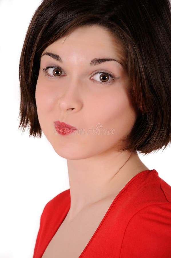 Girl in red stock photo. Image of isolated, camera, expressing - 19500438