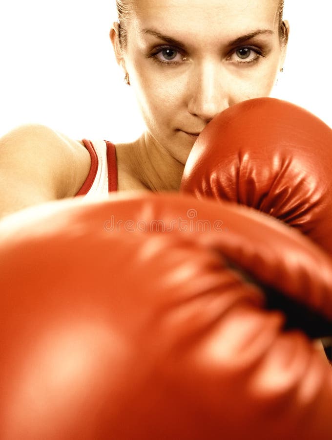 Girl in red boxing gloves stock photo. Image of healthy - 2482596