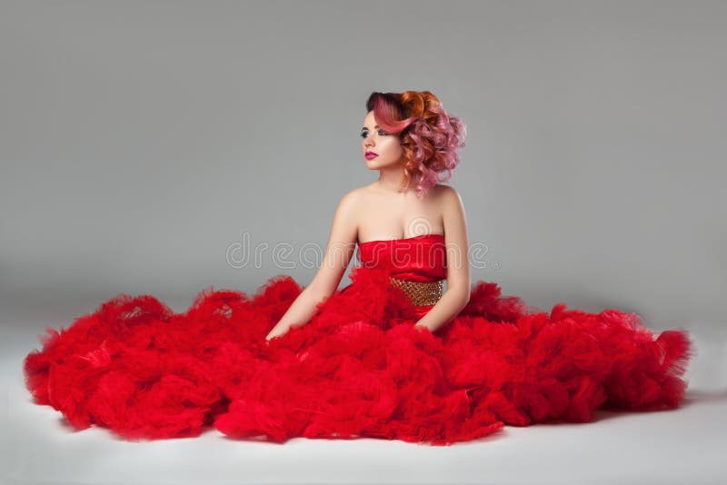 Girl in red dress. stock photo. Image of beautiful, pretty - 71495190