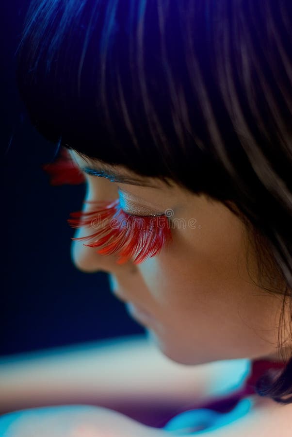 Girl with Red Eyelashes and a Tattoo Stock Photo - Image of large ...