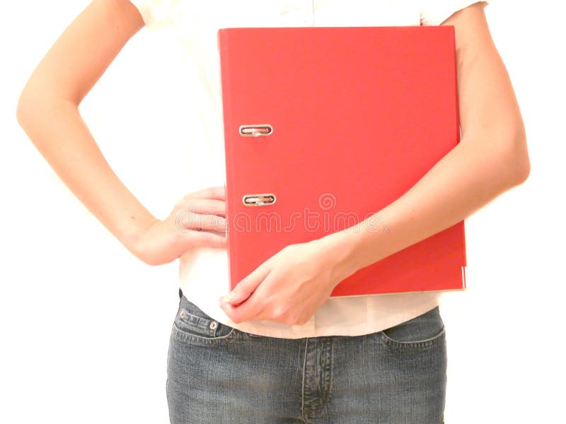 Girl with Red Folder in Hand Stock Photo - Image of clothing, girl: 5748430