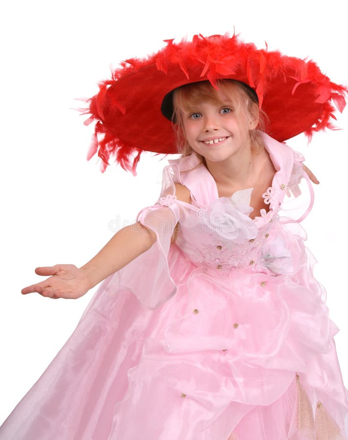 Girl in the red hat. stock image. Image of caucasian, pink - 6961073