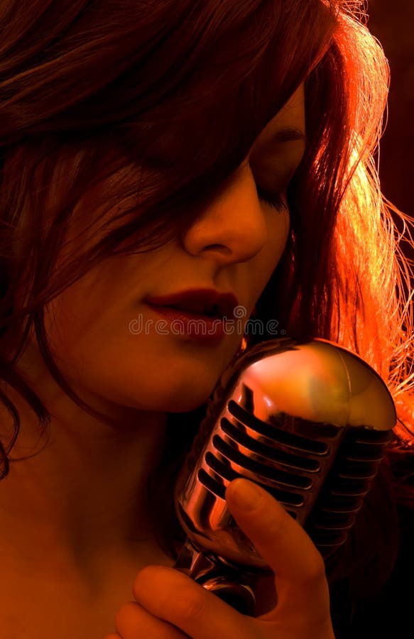 Girl with Red Lights, Singing Editorial Photo - Image of performer ...
