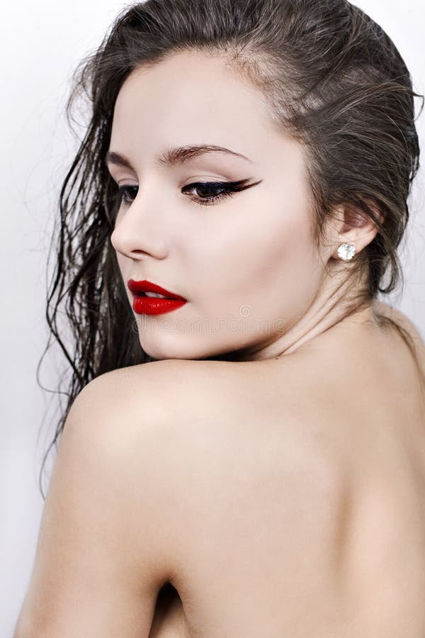 Girl with red lips stock photo. Image of cosmetic, luxury - 22624422