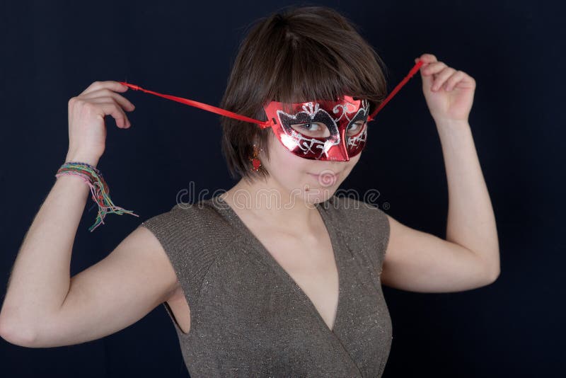 Girl in a red mask stock image. Image of mask, clothing - 20297803