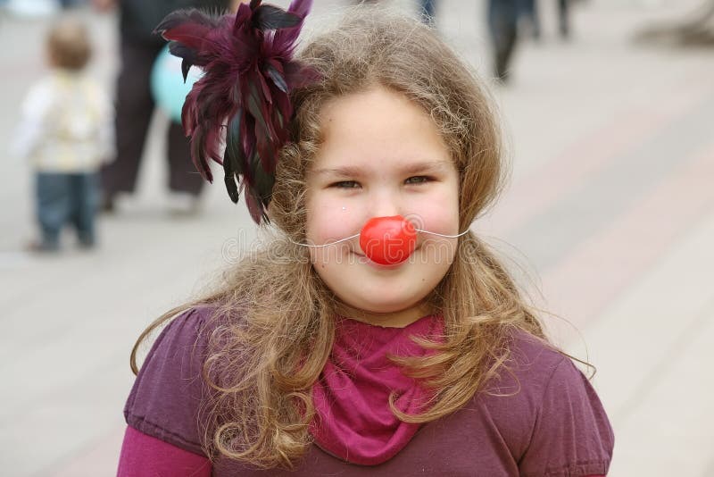 Girl with red nose stock photo. Image of color, colorful - 21692900