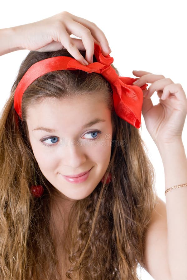 Girl with a ribbon stock photo. Image of adult, decoration - 12378514