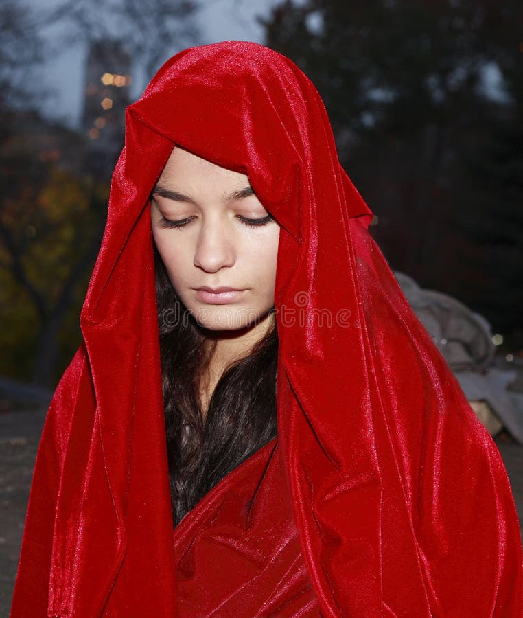 Girl in red robe stock image. Image of park, parks, evening - 7688965