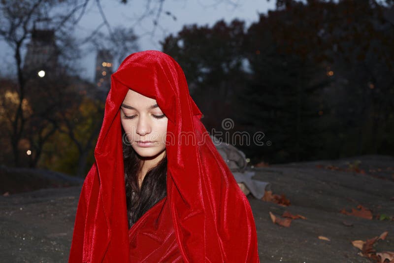 Girl in red robe stock image. Image of park, parks, evening - 7688965