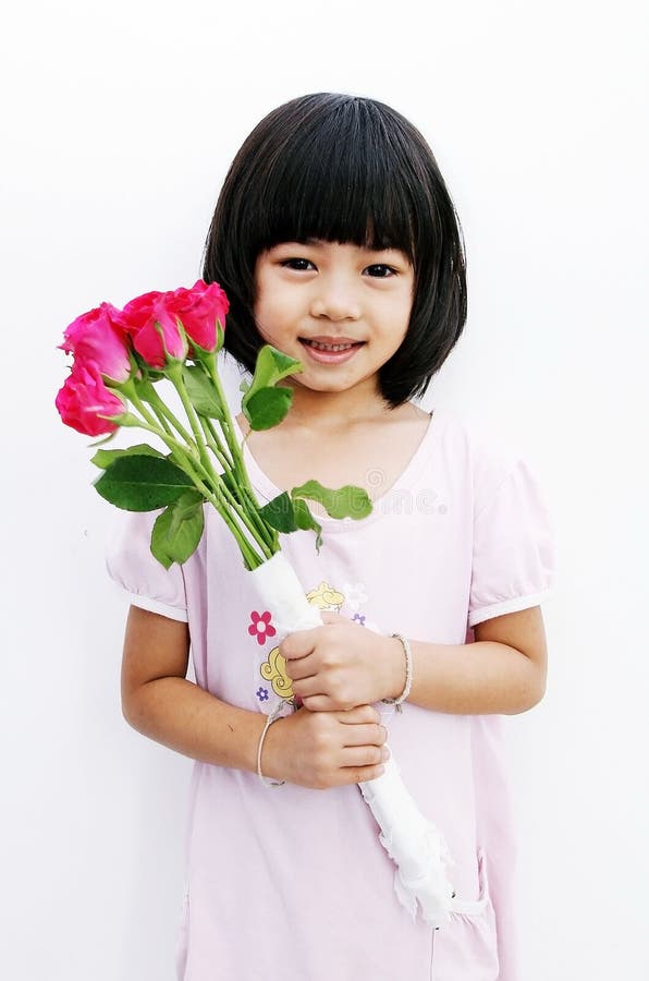 A girl with red roses stock photo. Image of roses, pretty - 45374280