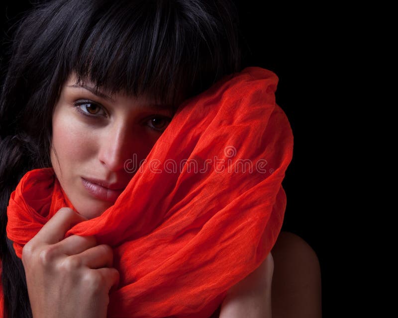 Girl with Red Scarf stock image. Image of caucasian, girl - 21140295