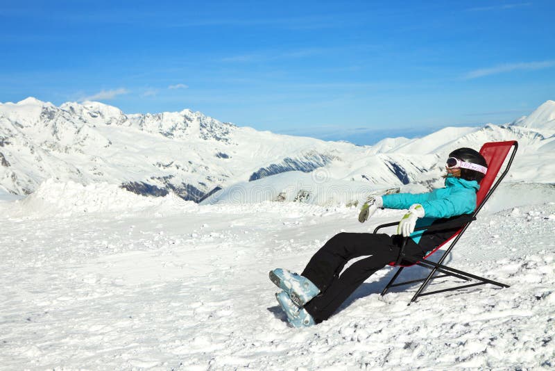 Skier Resting on the Ski Slope Stock Photo - Image of mountain ...