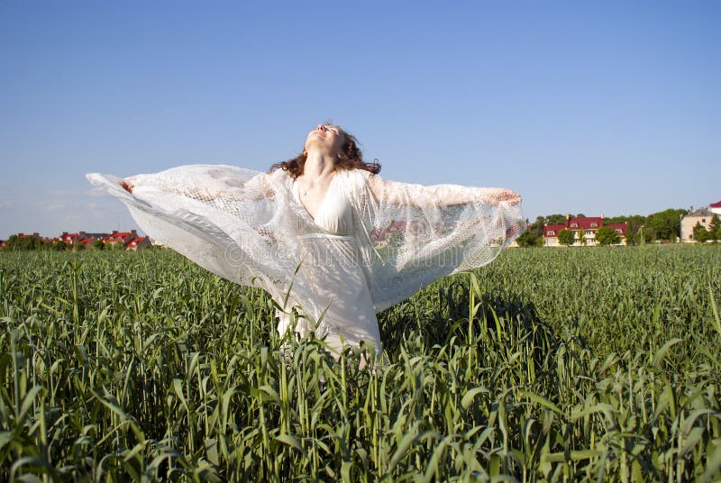 Girl relaxing the field stock photo. Image of farming - 25060766
