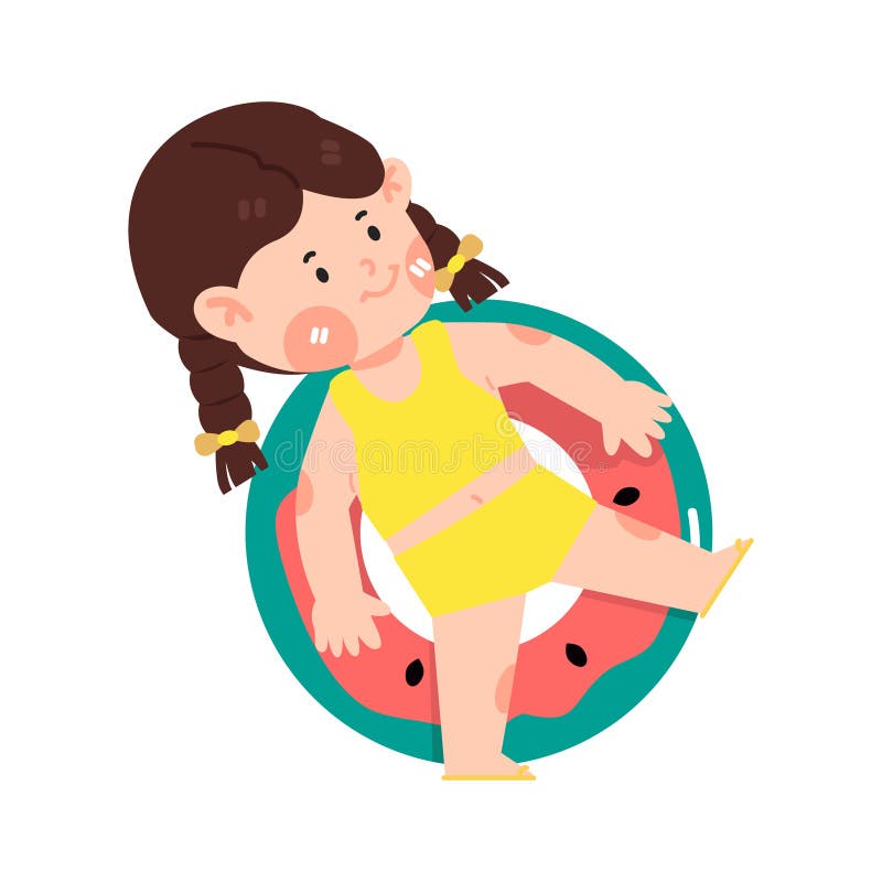 Girl Relaxing on Float Swim Stock Vector - Illustration of person ...