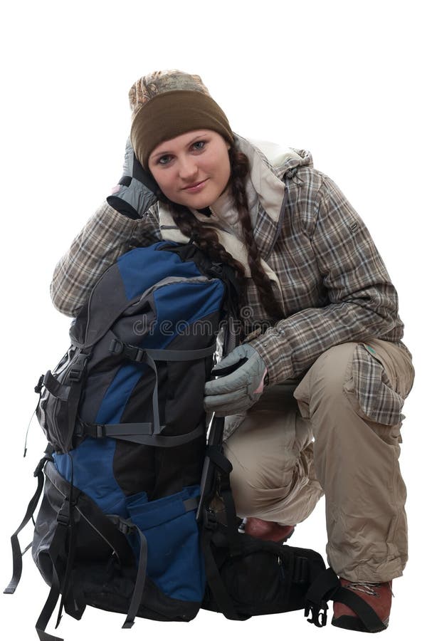 Girl at rest stock image. Image of woman, equipment, rucksack - 19790669