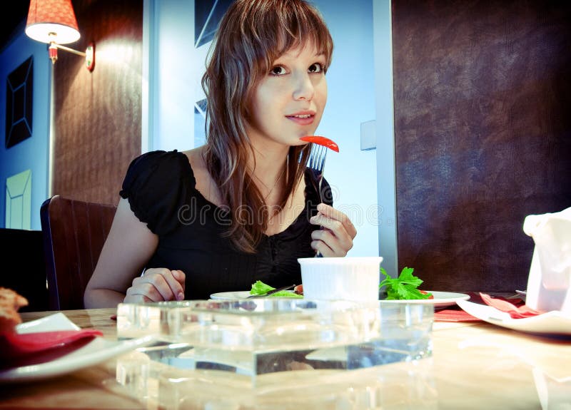 Girl in restaurant stock photo. Image of eating, calm - 13209550