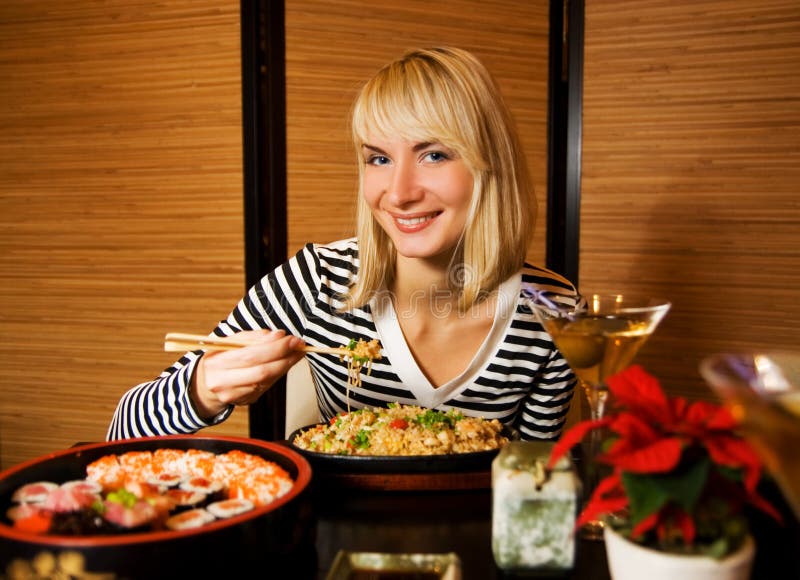 Girl in a restaurant stock image. Image of martini, beautiful - 4092603
