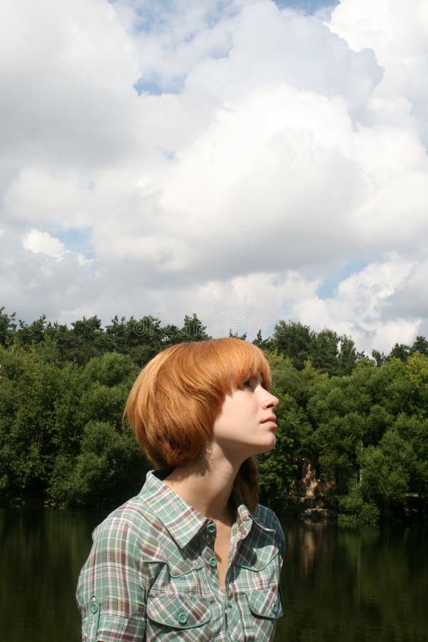 Girl resting near river stock photo. Image of girl, blue - 10722682