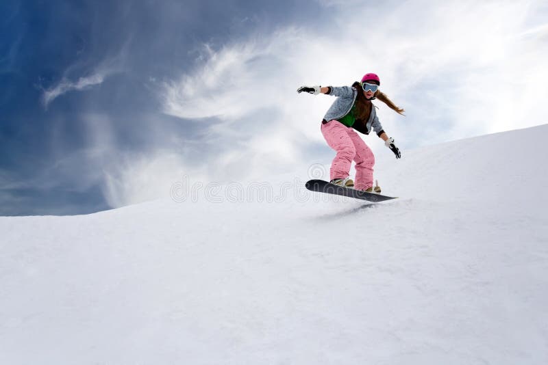 Snowboard girl jump stock photo. Image of speed, dangerous - 7771326