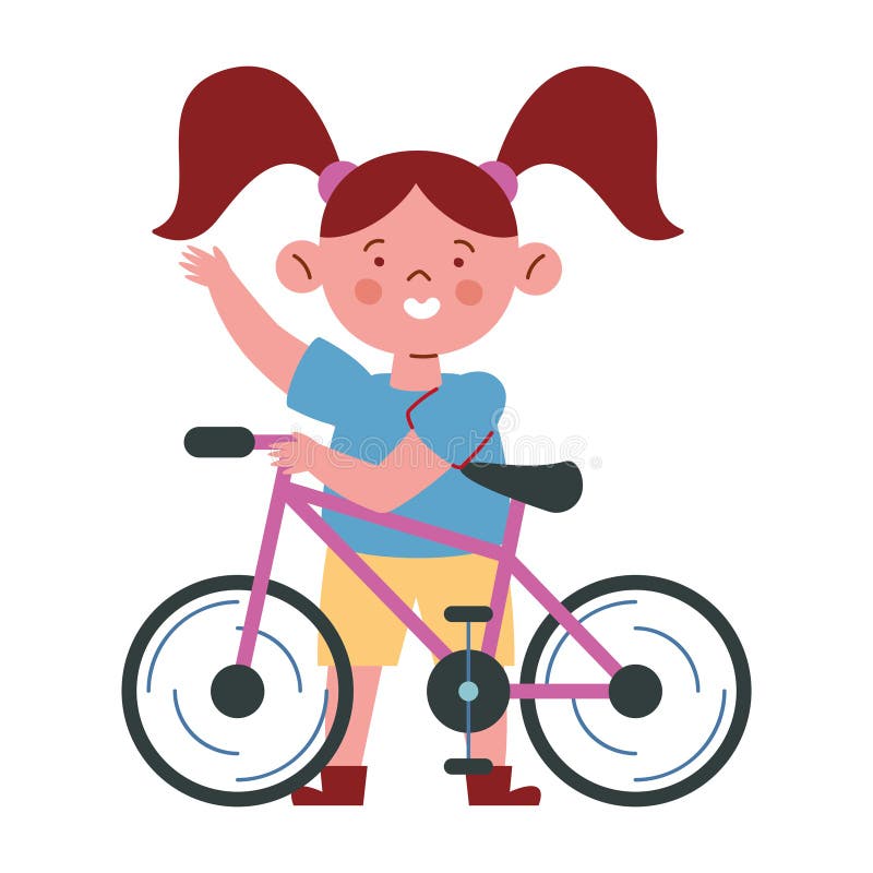 Girl Riding Bicycle Illustration Stock Vector - Illustration of cycling ...