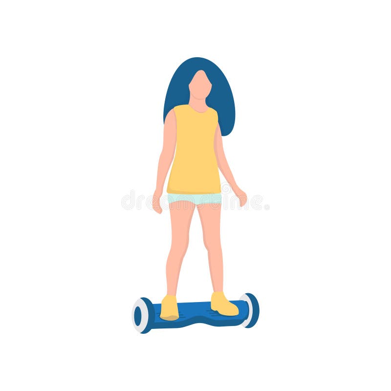 Girl is Riding a Hoverboard. Flat Cartoon Vector Isolated Illustration ...