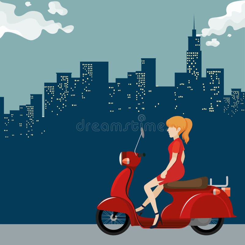 Girl riding motorcycle stock vector. Illustration of transportation ...