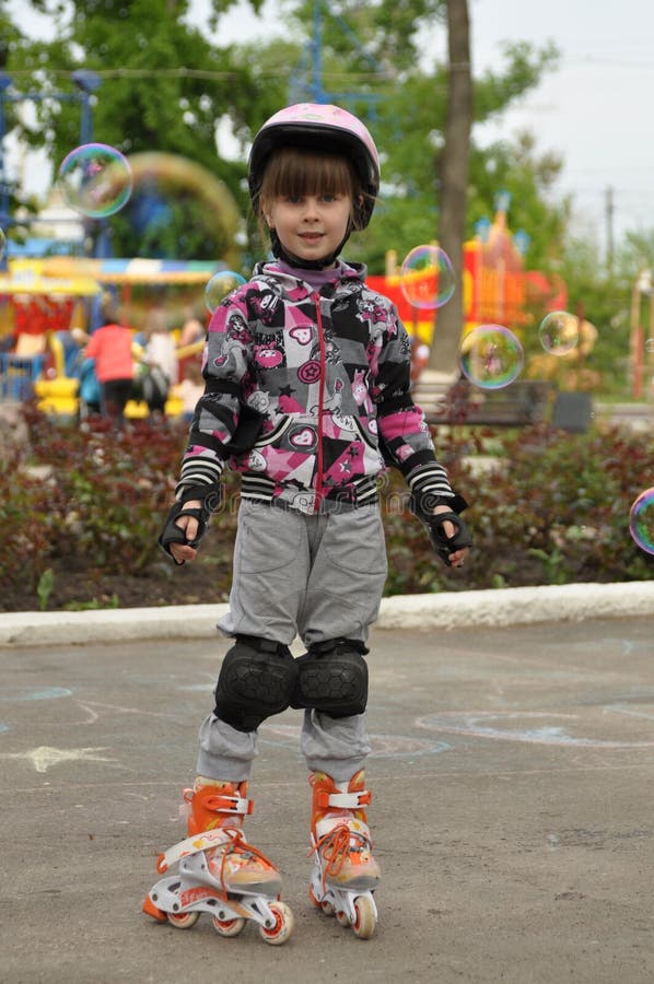 Girl Riding on Roller Skates Stock Photo - Image of spring, actions ...
