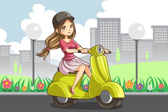 Cartoon Girl Scooter Stock Illustrations – 4,416 Cartoon Girl Scooter ...