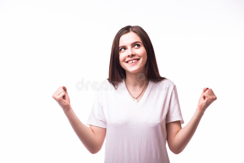 Girl with rised hands stock image. Image of modern, solution - 78246885