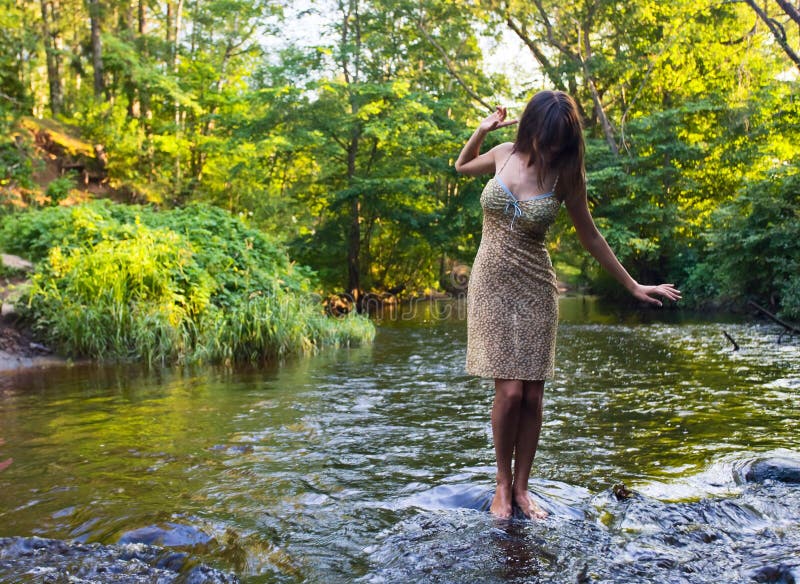 Girl in river stock photo. Image of carefree, beauty - 26048568
