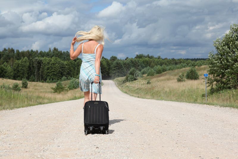 Girl on the road stock image. Image of road, girl, countyside - 26039081