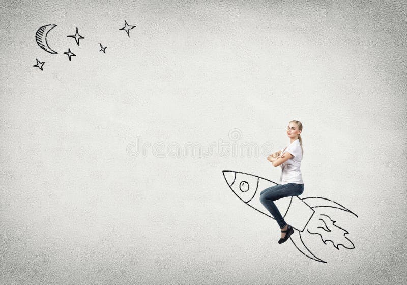 Girl Riding Rocket Stock Illustrations – 172 Girl Riding Rocket Stock ...