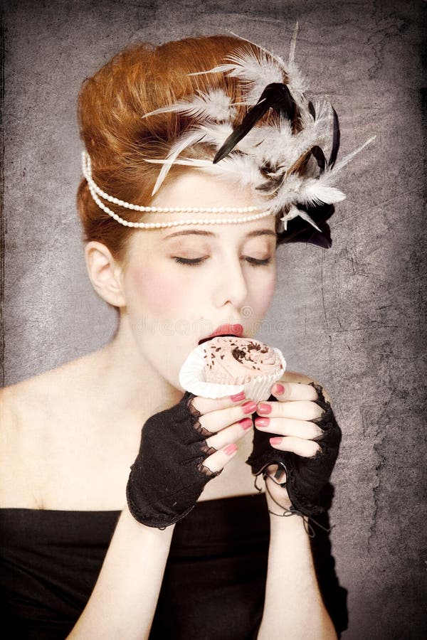 Girl with Rococo Hair Style and Cake G Stock Photo - Image of adult ...