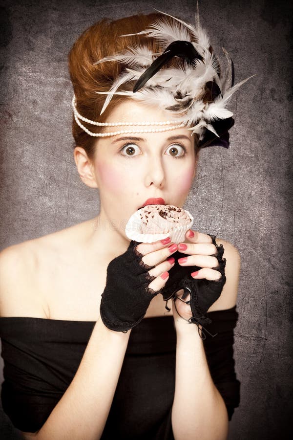 Girl with Rococo Hair Style and Cake G Stock Image - Image of beauty ...