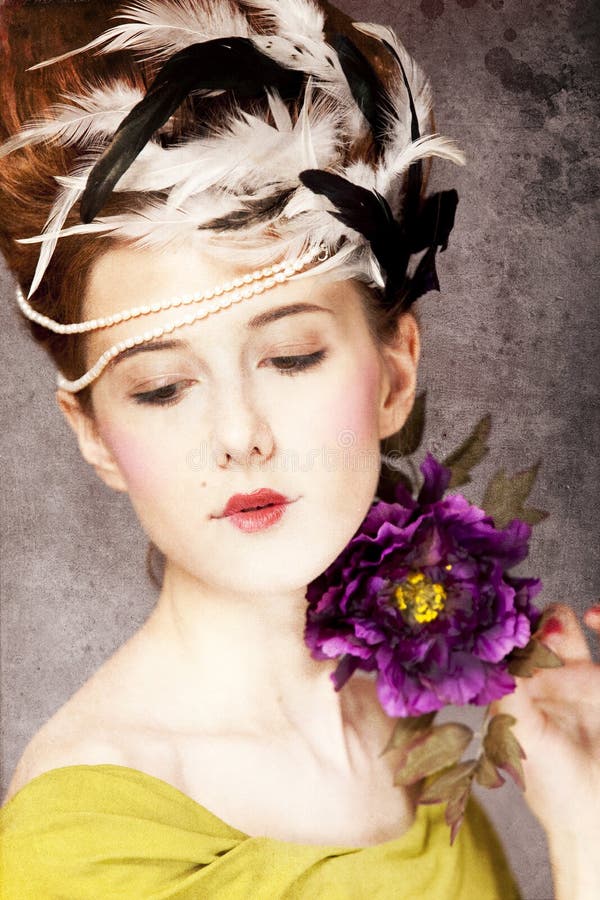 Girl with Rococo Hair Style and Flower Stock Photo - Image of face ...