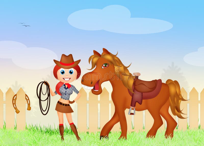 Rodeo Girl stock vector. Illustration of boots, lasso - 14255100