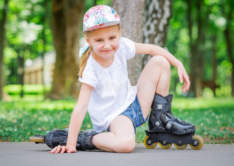 Girl on roller skates stock photo. Image of skates, skate - 187073792