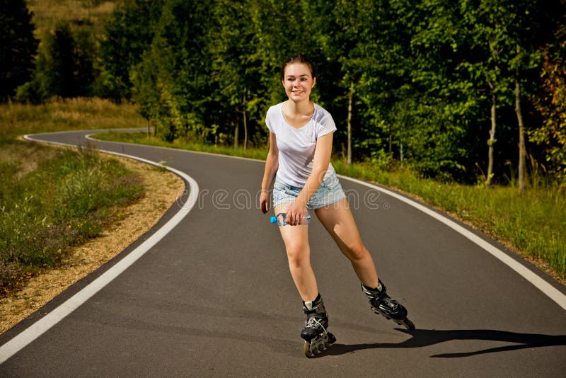 Girl on rollerblades stock image. Image of pretty, rollerblade - 59434065