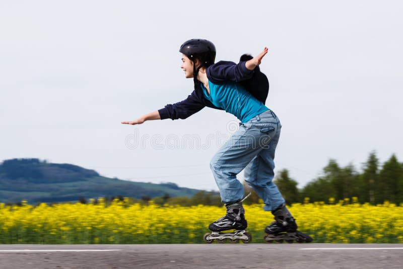 Girl on rollerblades stock image. Image of pretty, rollerblade - 59434065
