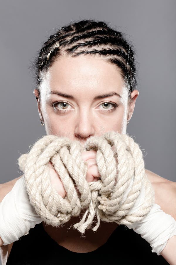 Girl with rope portrait stock image. Image of gymnastic - 63855821