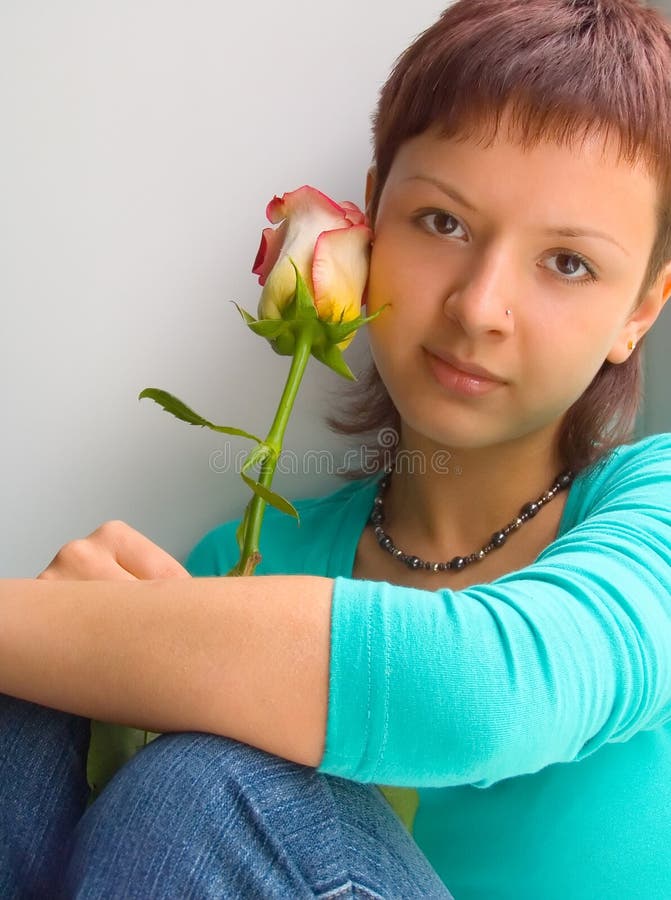Girl with rose stock photo. Image of love, luxury, beautiful - 1052688
