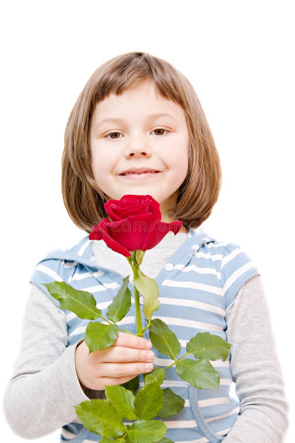 Girl with a rose stock image. Image of green, person - 11929573