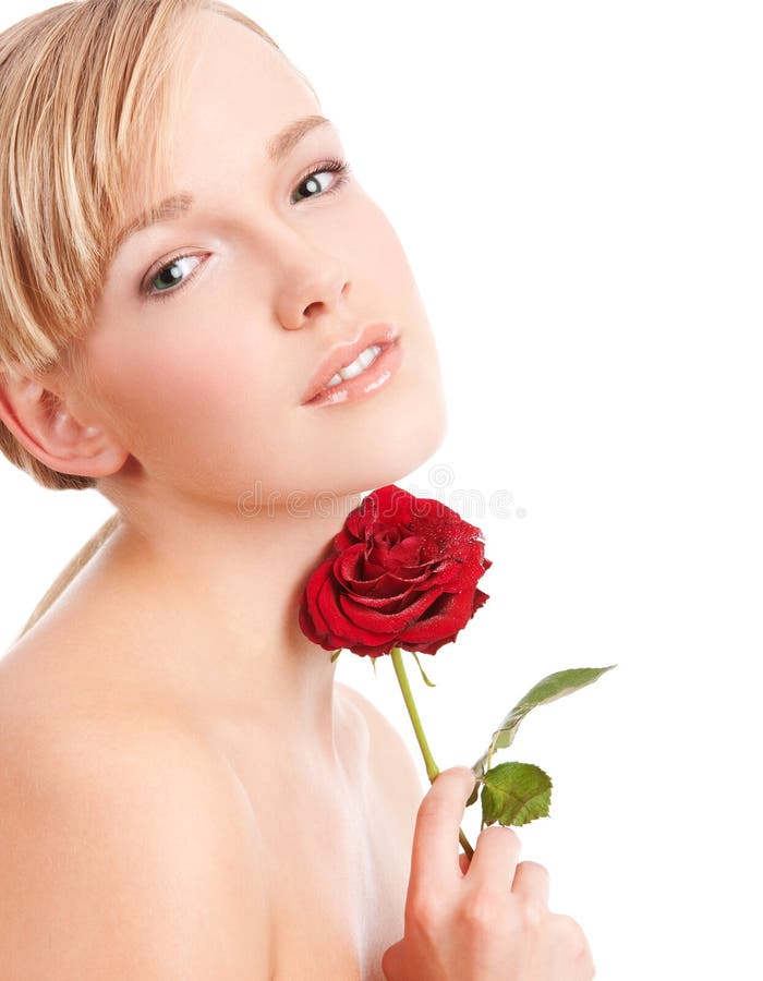 Girl with a rose stock image. Image of body, cosmetics - 13008693