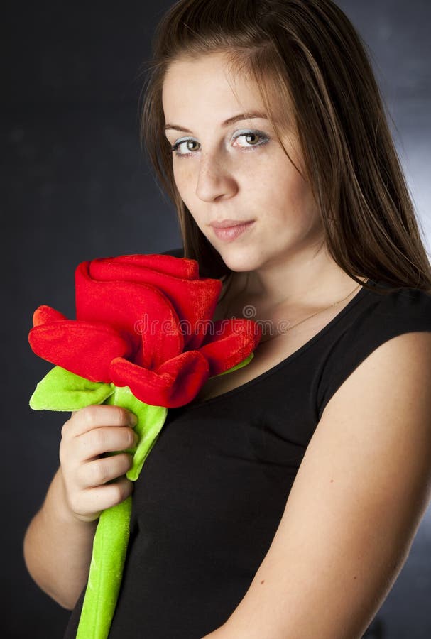 Girl with a rose stock photo. Image of happiness, health - 16092150